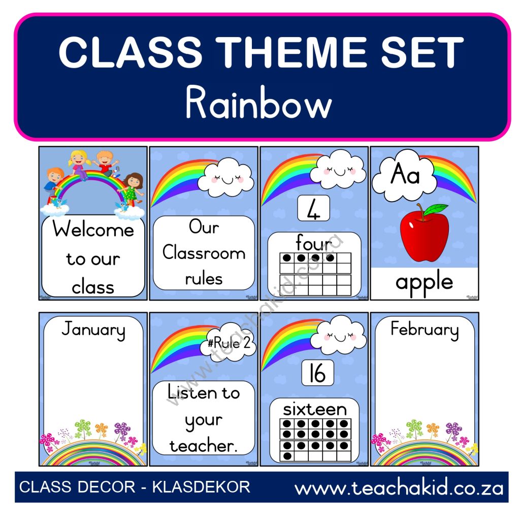 Rainbow class theme set (printed) - Teachakid