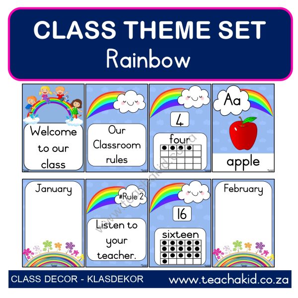 Rainbow class theme set (printed) - Teachakid