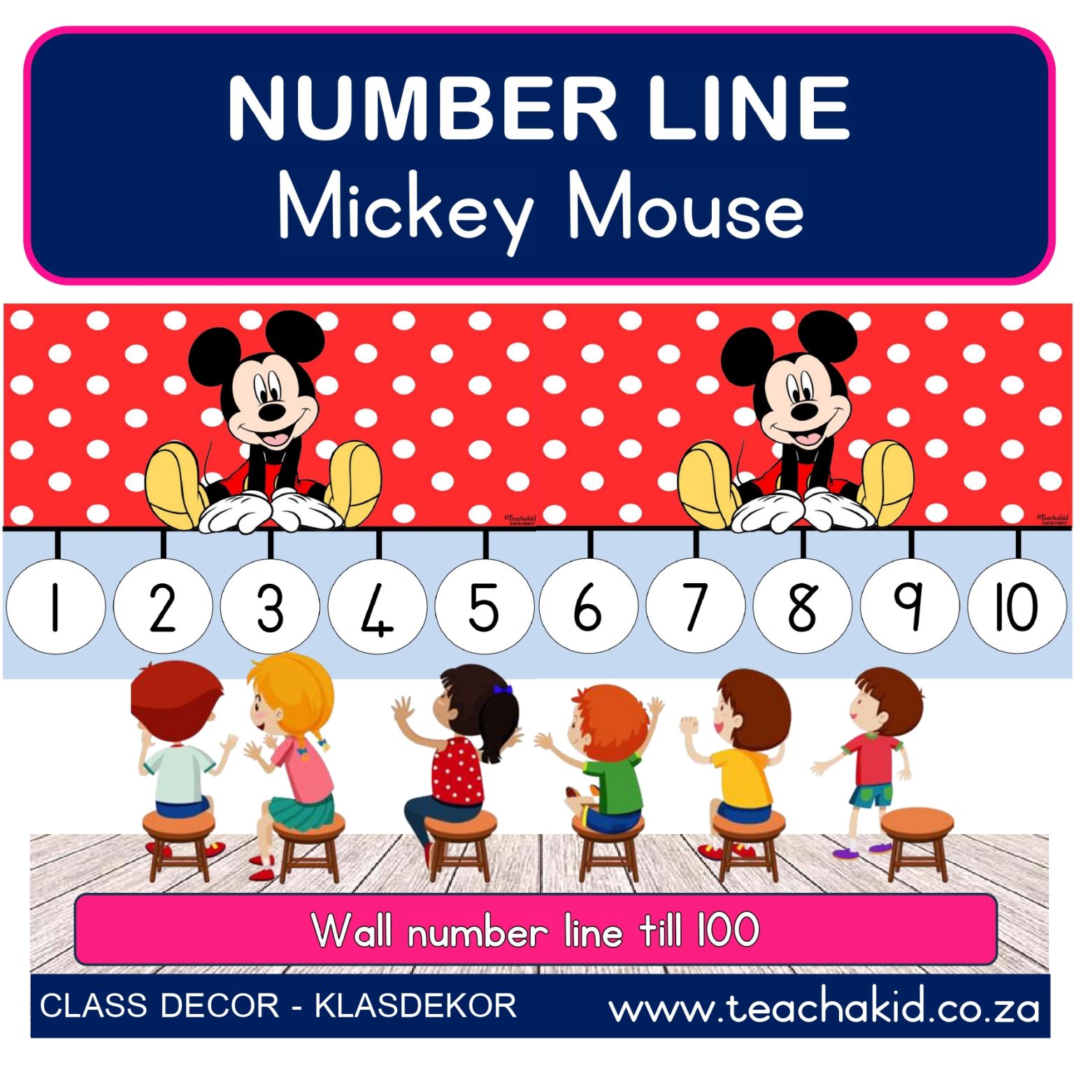 Mickey Mouse – number line to 100 (PDF) - Teachakid