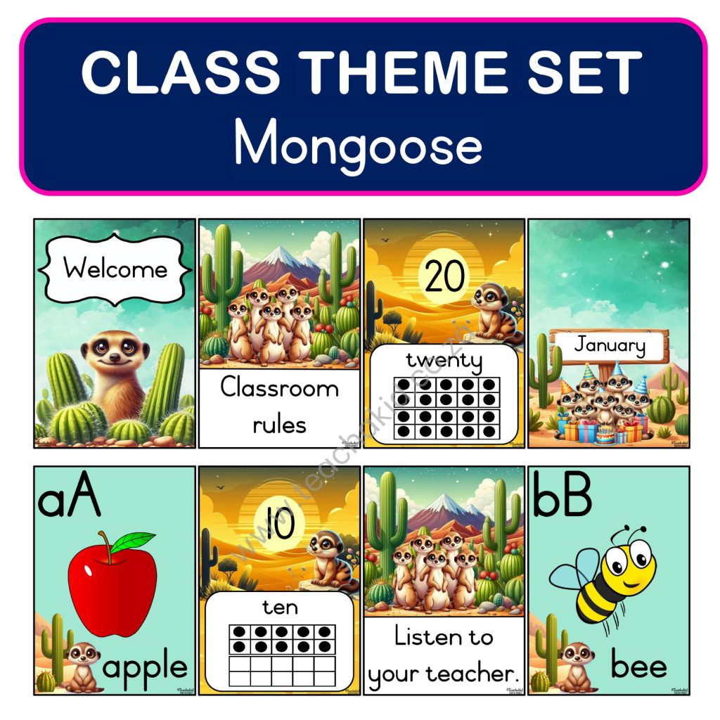 African mongoose class theme set (printed) - Teachakid