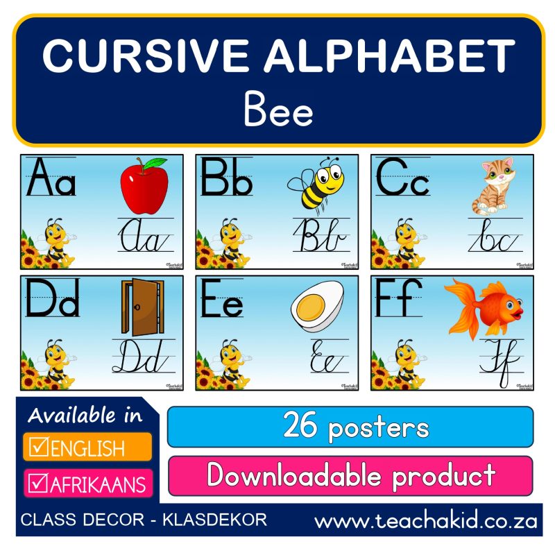 Bee – cursive alphabet (PDF) - Teachakid