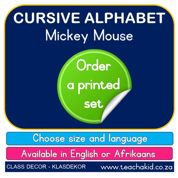 Mickey Mouse – cursive alphabet (printed) - Teachakid