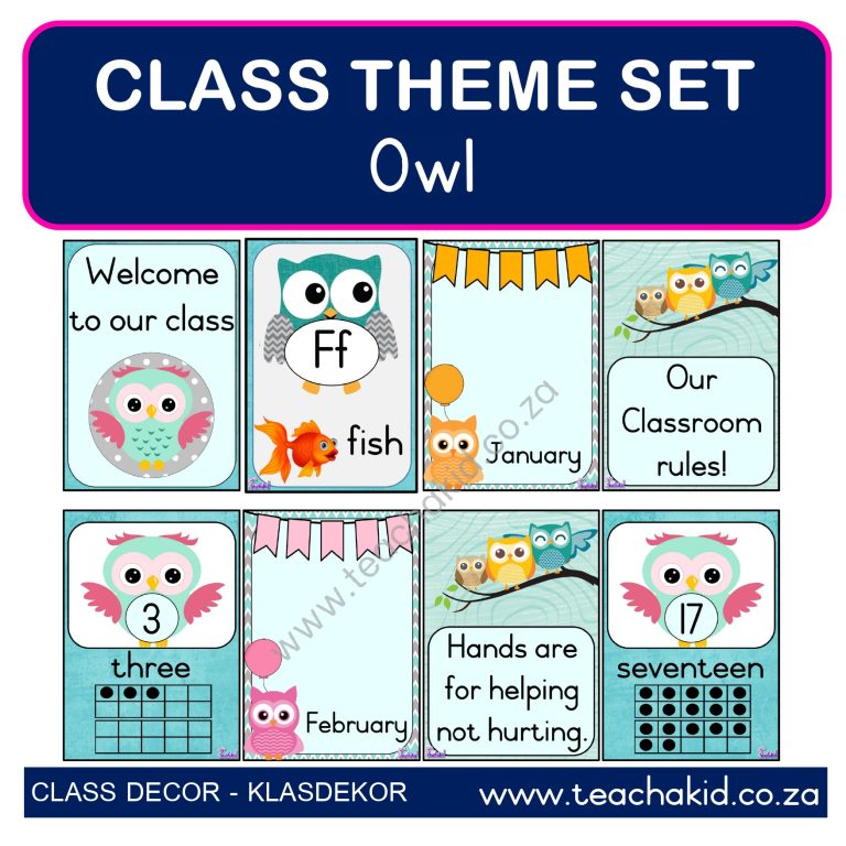 Owl class theme set (printed) - Teachakid