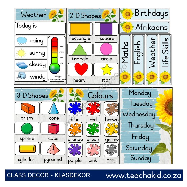 Sunflower class theme set (printed) - Teachakid