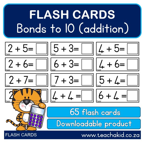 Bonds to 10 – Addition flash cards (PDF) - Teachakid