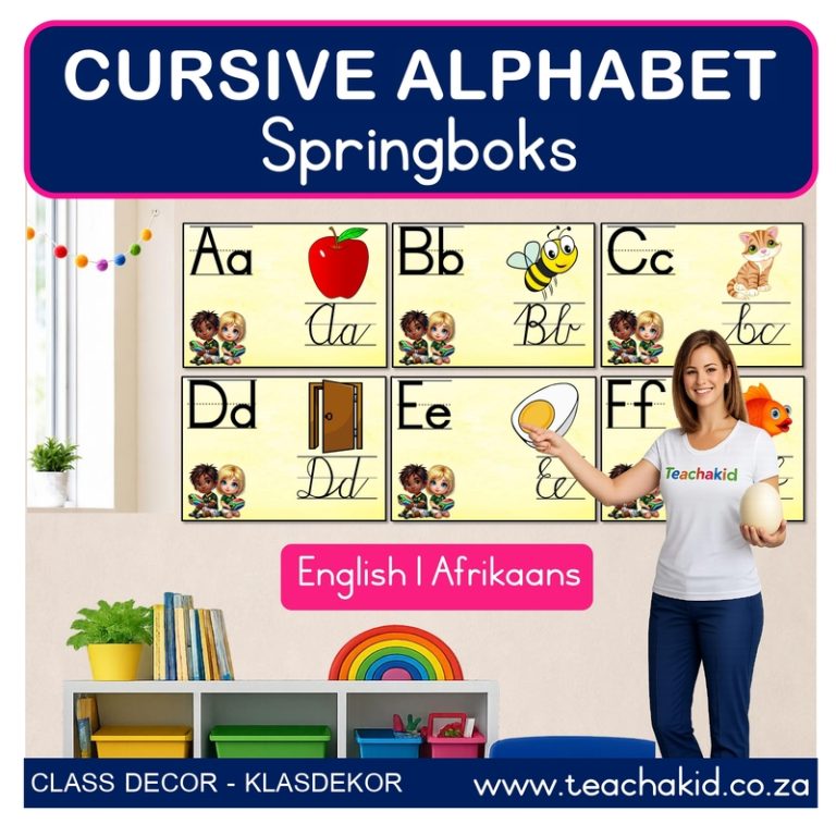Springboks Cursive Alphabet (printed) - Teachakid